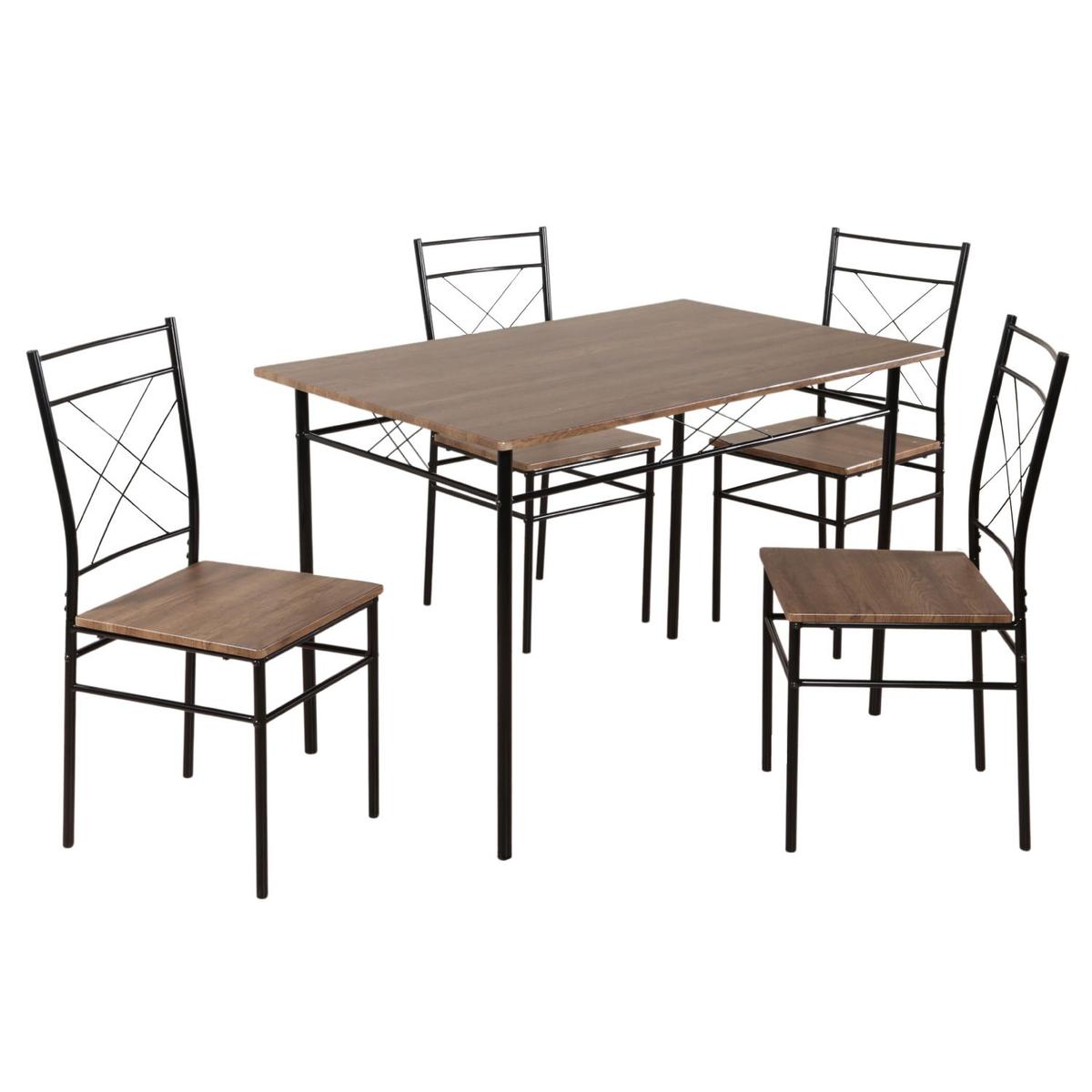 Juego Comedor Mesa + 4 Sillas Madera y Metal Negro Lumax | Paris.cl