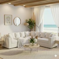 Sitial Home Seccional 6 Cuerpos Baco Blanco Resortes Pocket