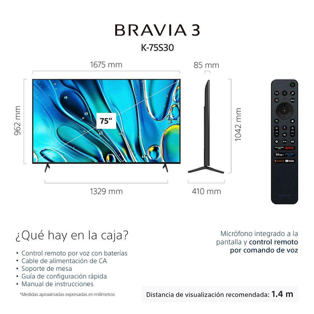 Led smart TV 75" BRAVIA 3 4K HDR K-75S30 Sony | Paris.cl