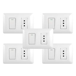 Pack 5 Tomacorriente Simple 10A 250V + Interruptor Simple 9/12 10A 250V ...
