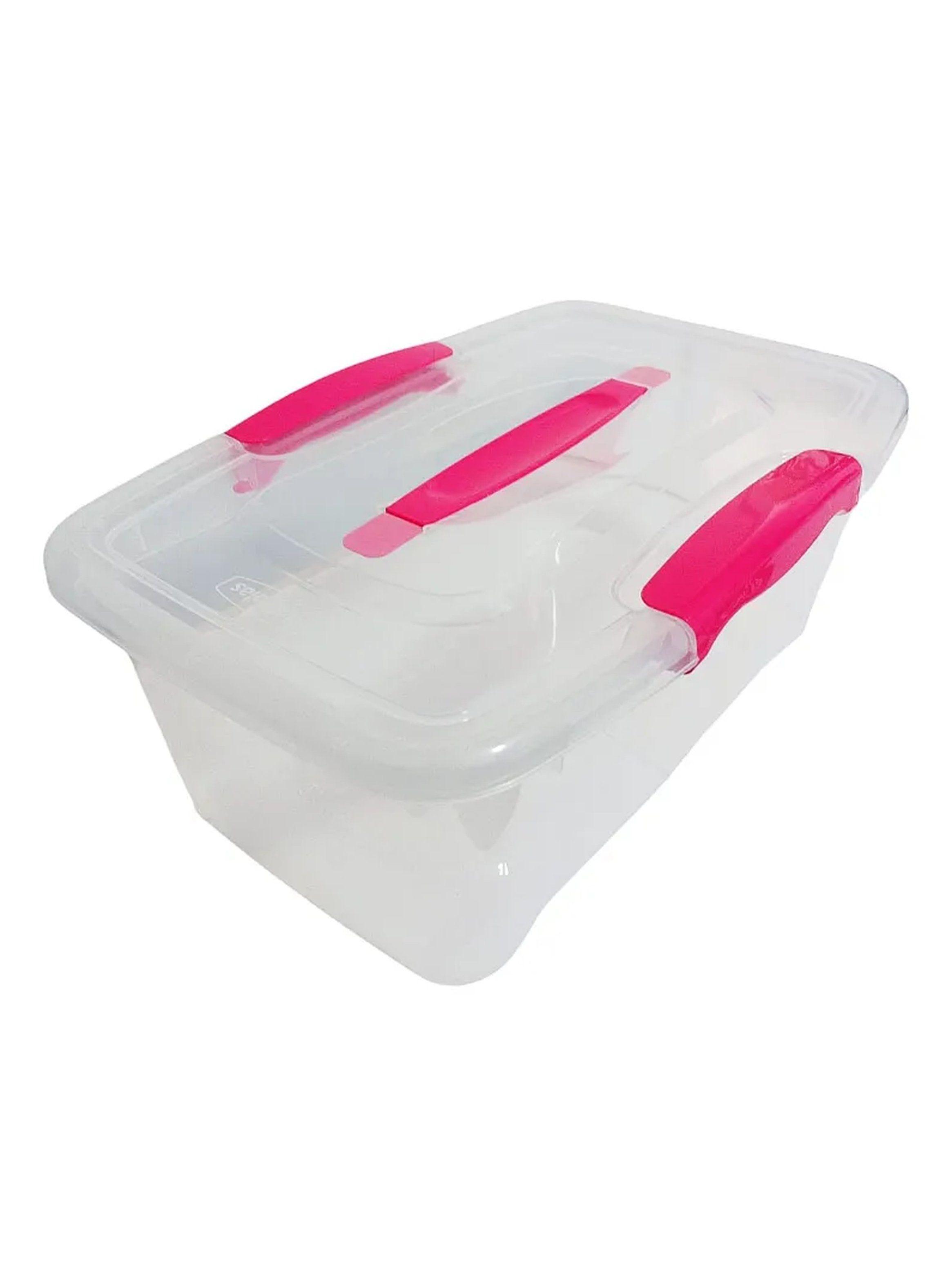 Contenedor de Plástico Transparente Tapa Hermética 5L Asa Rosa Once ...