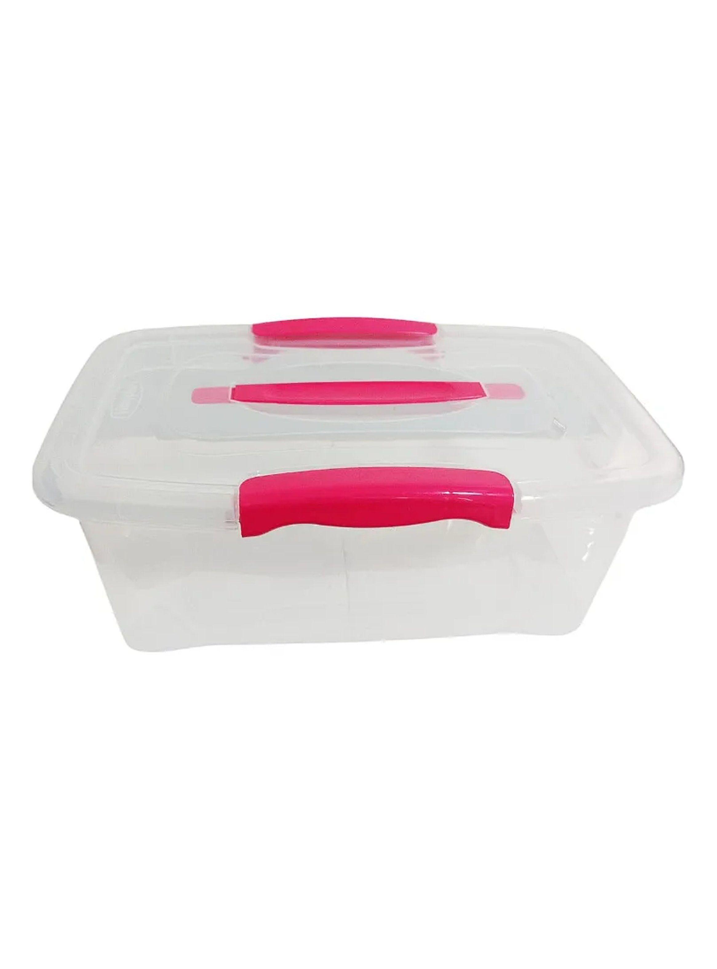 Contenedor de Plástico Transparente Tapa Hermética 5L Asa Rosa Once ...