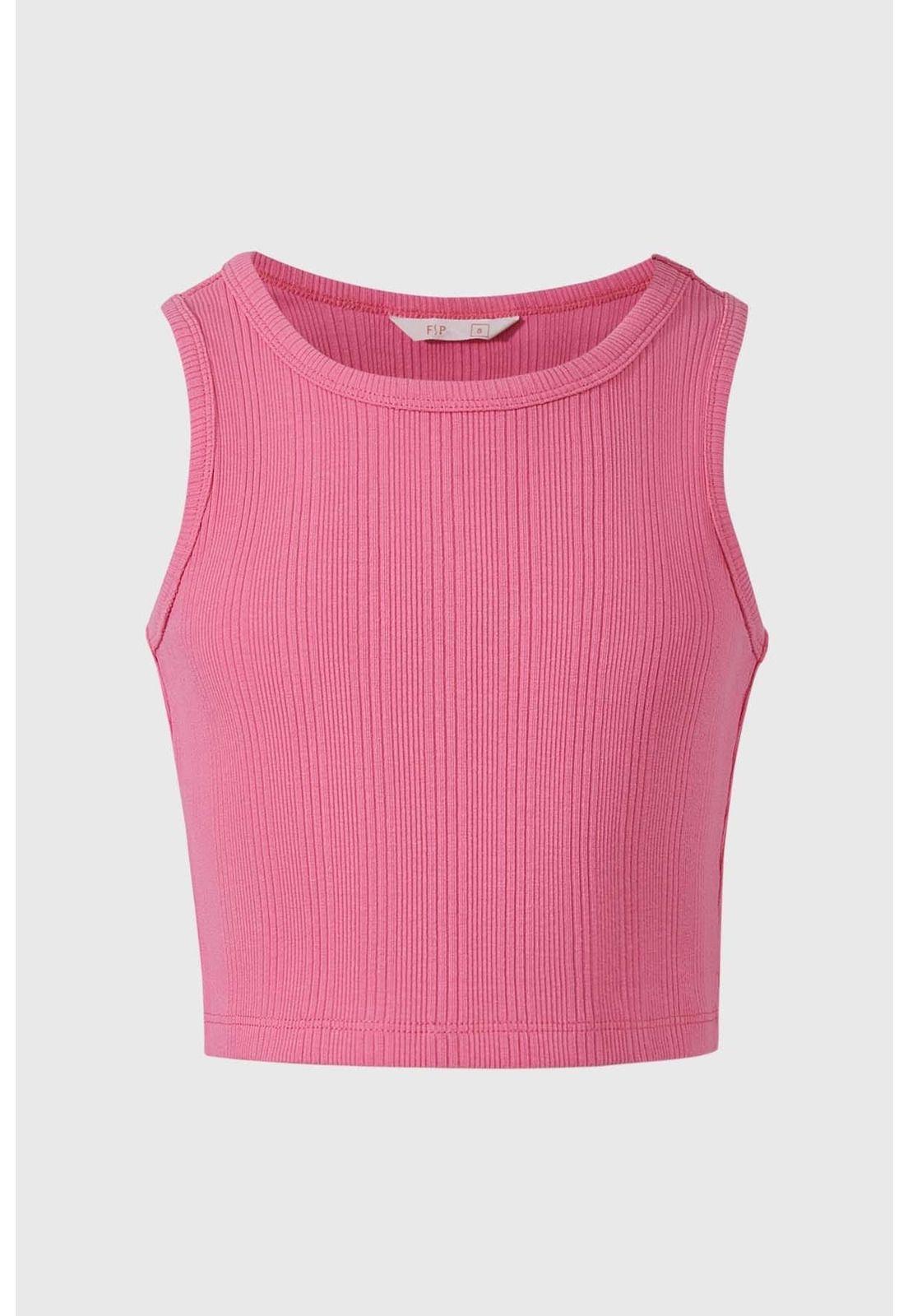 Polera Niña Rib Tipo Peto Rosado Fashion´s Park | Paris.cl