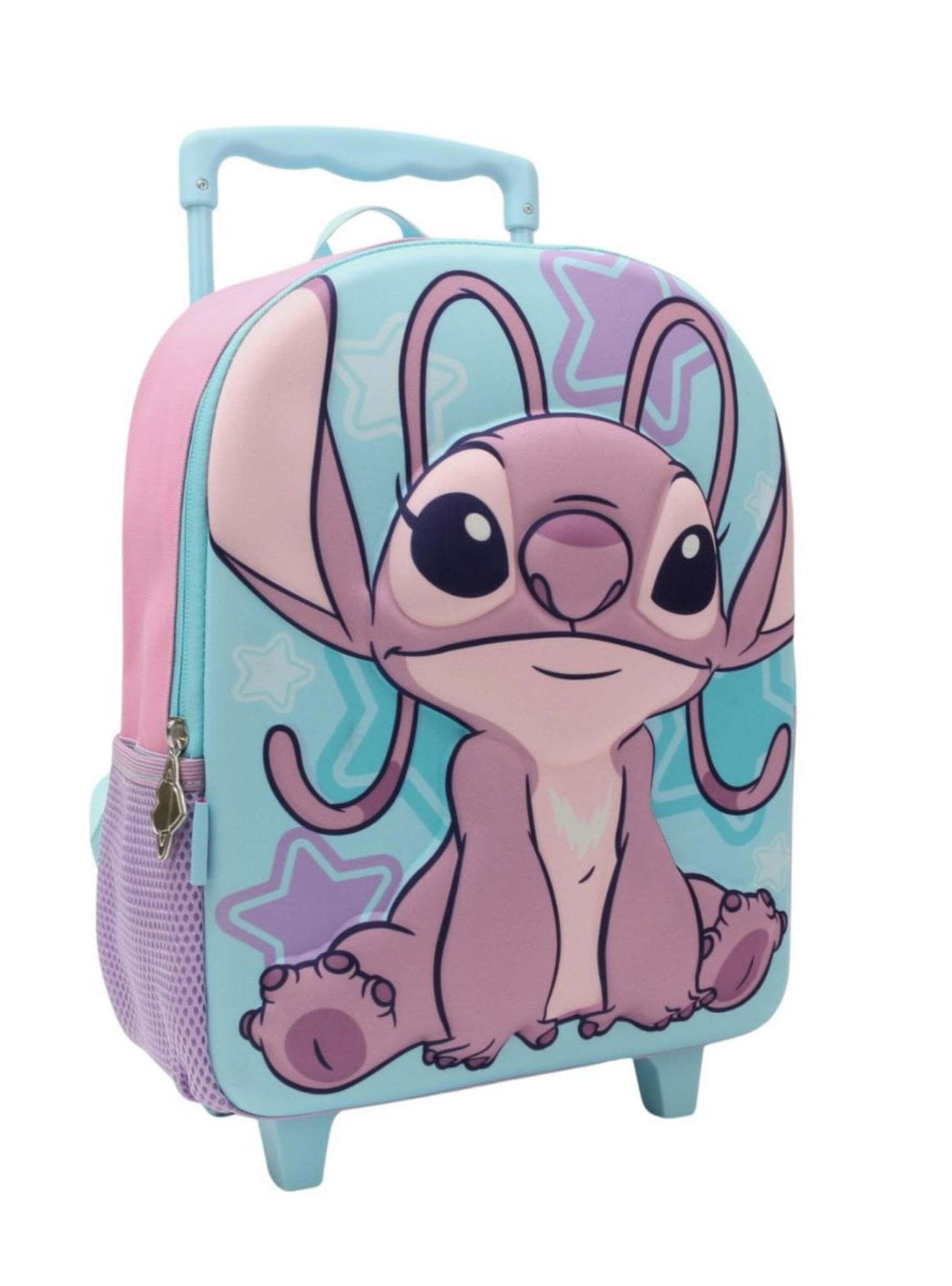 Mochila Con Ruedas 3D Face Angel Stitch Disney | Paris.cl