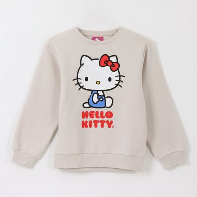 Polerón Cerrado Niña Personaje Gris Blanco Hello Kitty