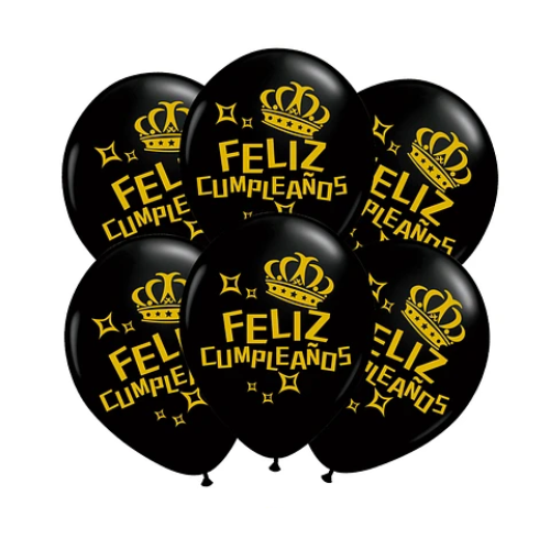 Set Globos Latex Feliz Cumpleaños Letras Doradas Comercializadora Zumba ...