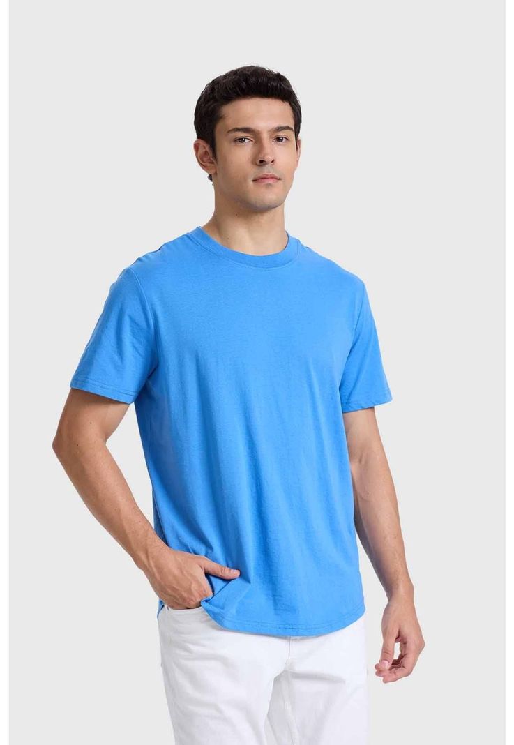 Polera Hombre Long Fit Básica Azul Fashion´s Park | Paris.cl