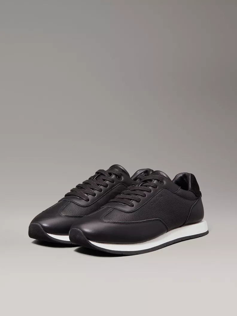 Zapatillas de Cuero Textured Lace Up Negro Calvin Klein Calvin Klein ...