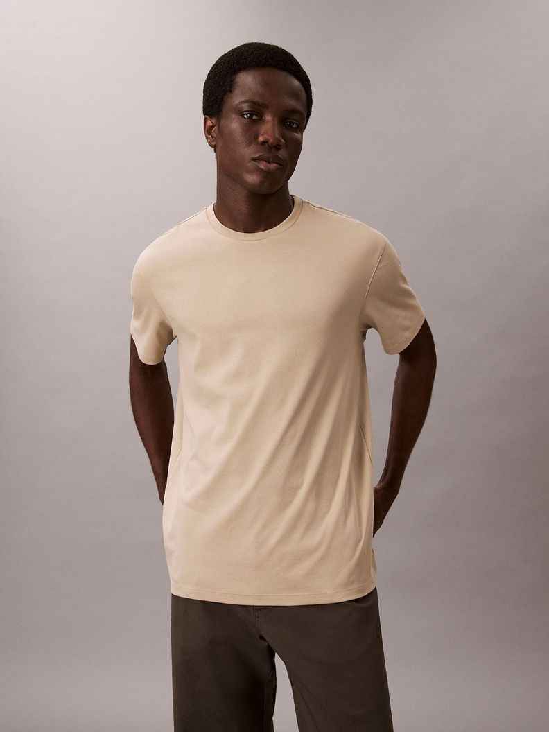 Polera Supima de Cuello Redondo Beige Calvin Klein Calvin Klein | Paris.cl
