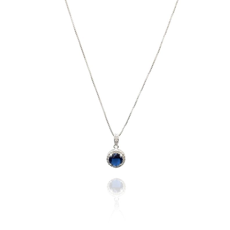 Collar Lady Circón Redondo Azul Blanco Plata Fina 925 Coggiola Joyas ...