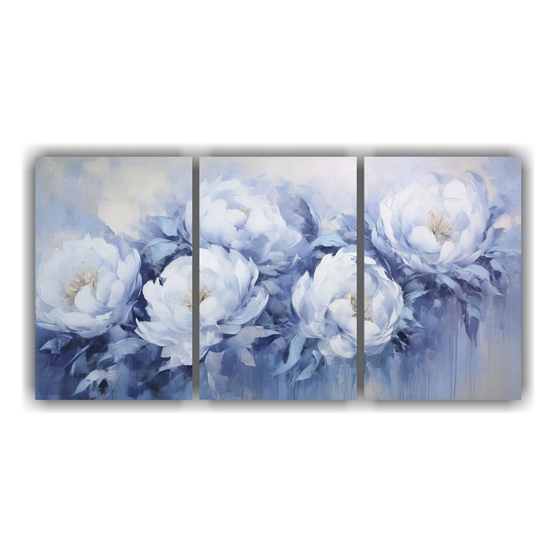 Pintura De Pared En Lienzo Estilo Peonías Azules 90x45 Cm DecoCuadros ...